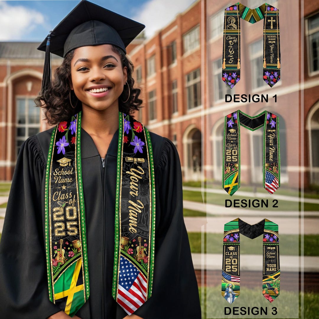 Custom Jamaica Graduation Sash, Jamaica American Flag Graduation Sash ...