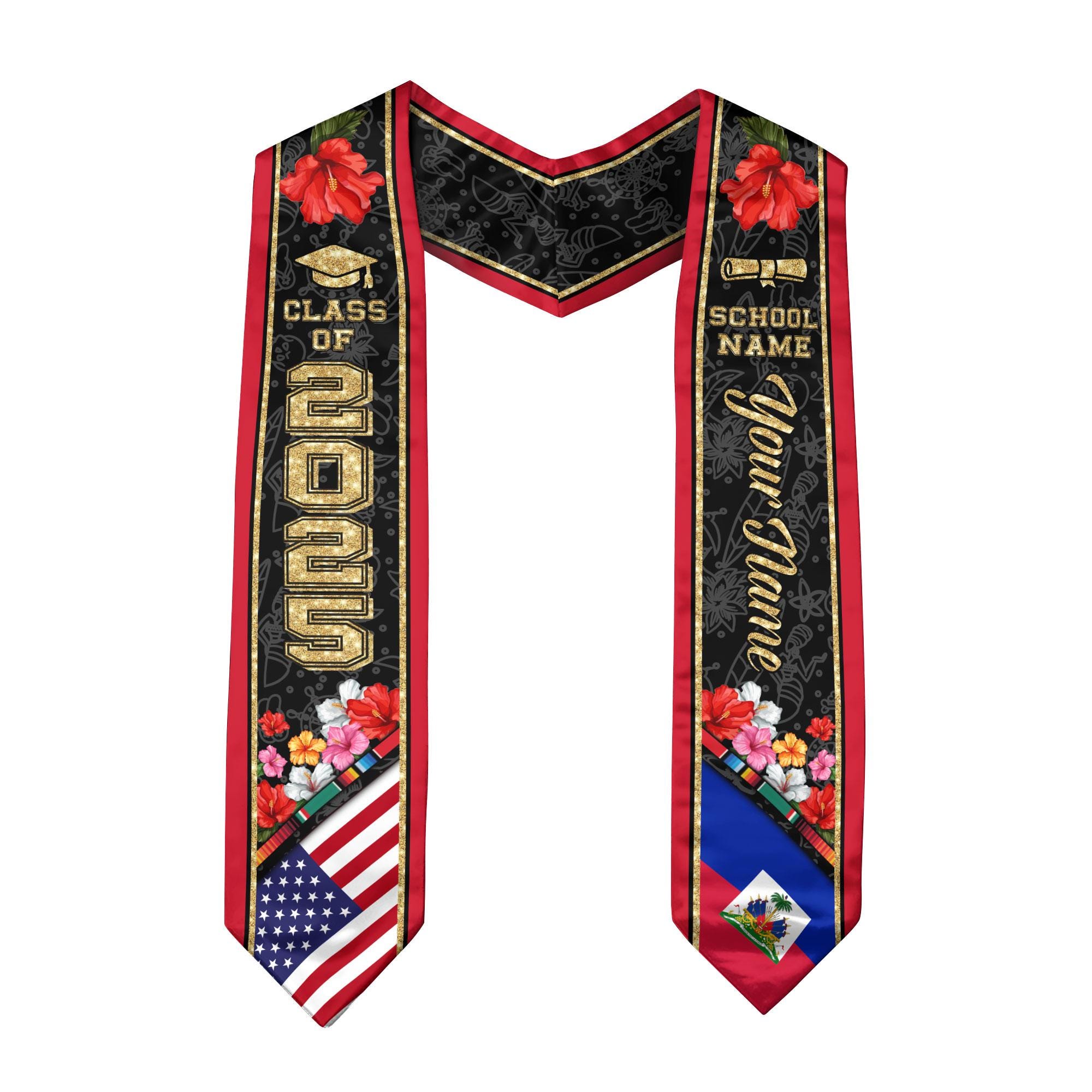 Personalized Haitians American Flag Graduation Sash 2025, Haiti ...