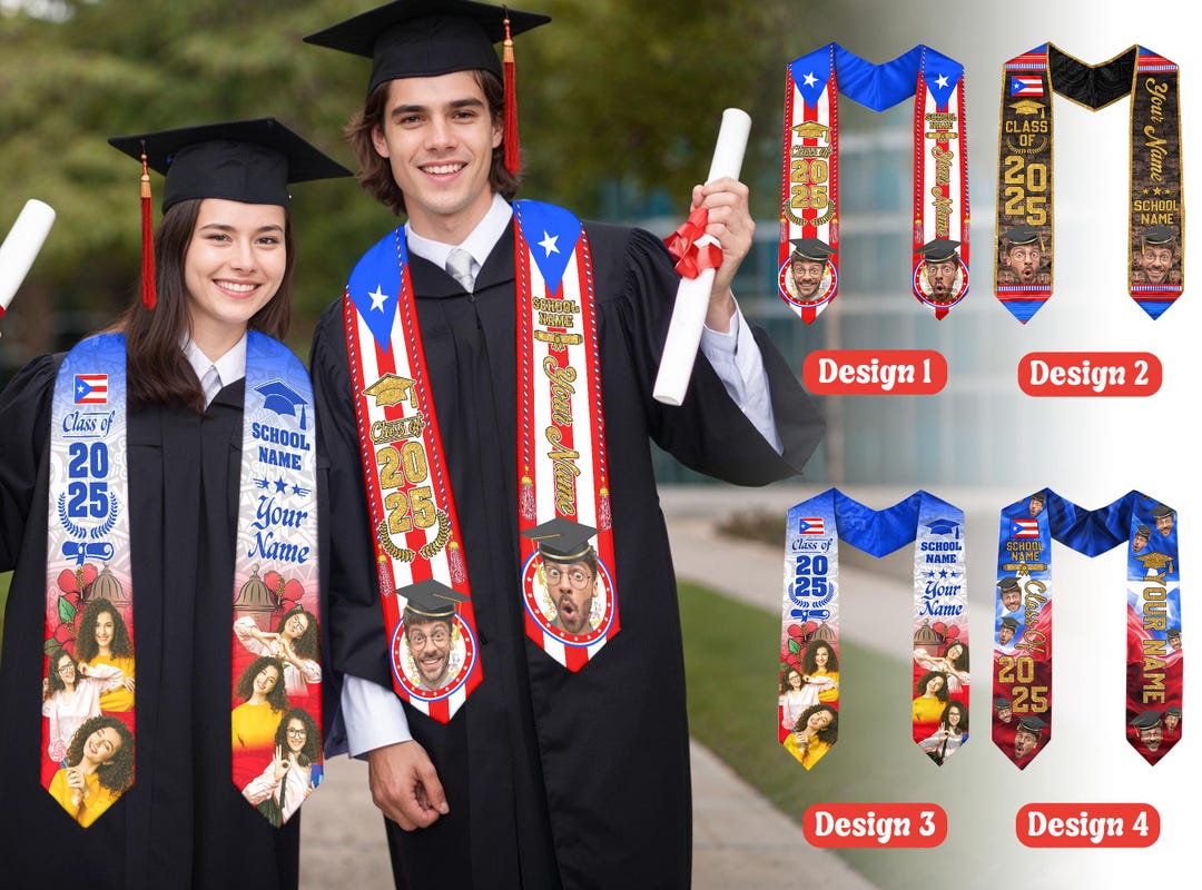 Custom Photo Puerto Ricans Graduation Sash, Puerto Ricans Flag ...