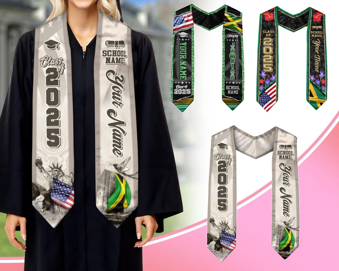 Custom Jamaica Graduation Sash, Jamaica American Flag Graduation Sash ...