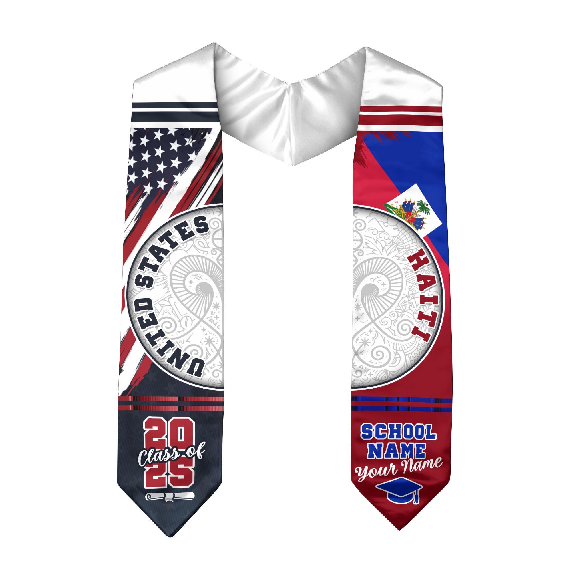 Personalized Haitians American Flag Graduation Sash 2025, Haiti ...