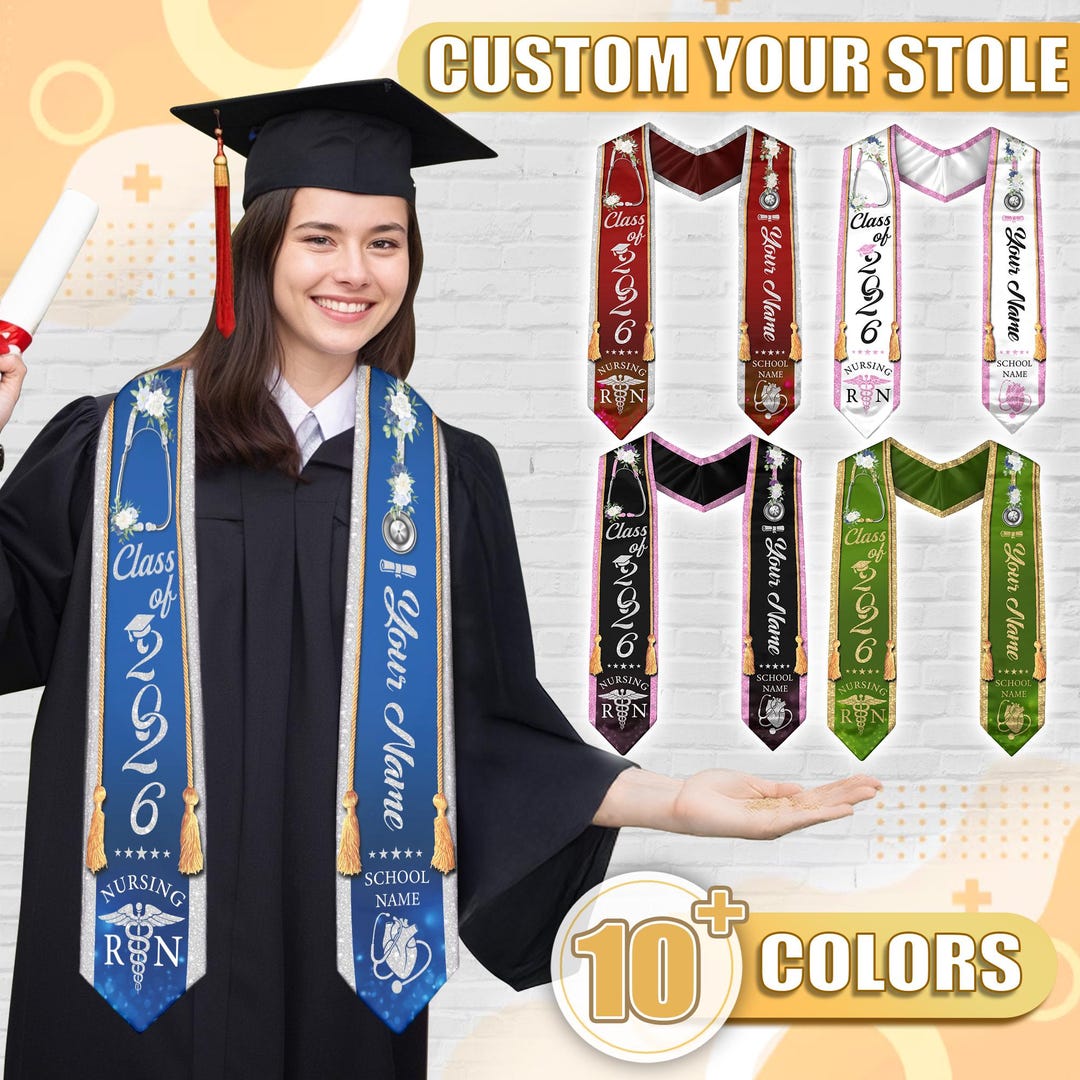 Customized Nursing Stole, Nursing Graduation Stole, RN Stole Nursing ...