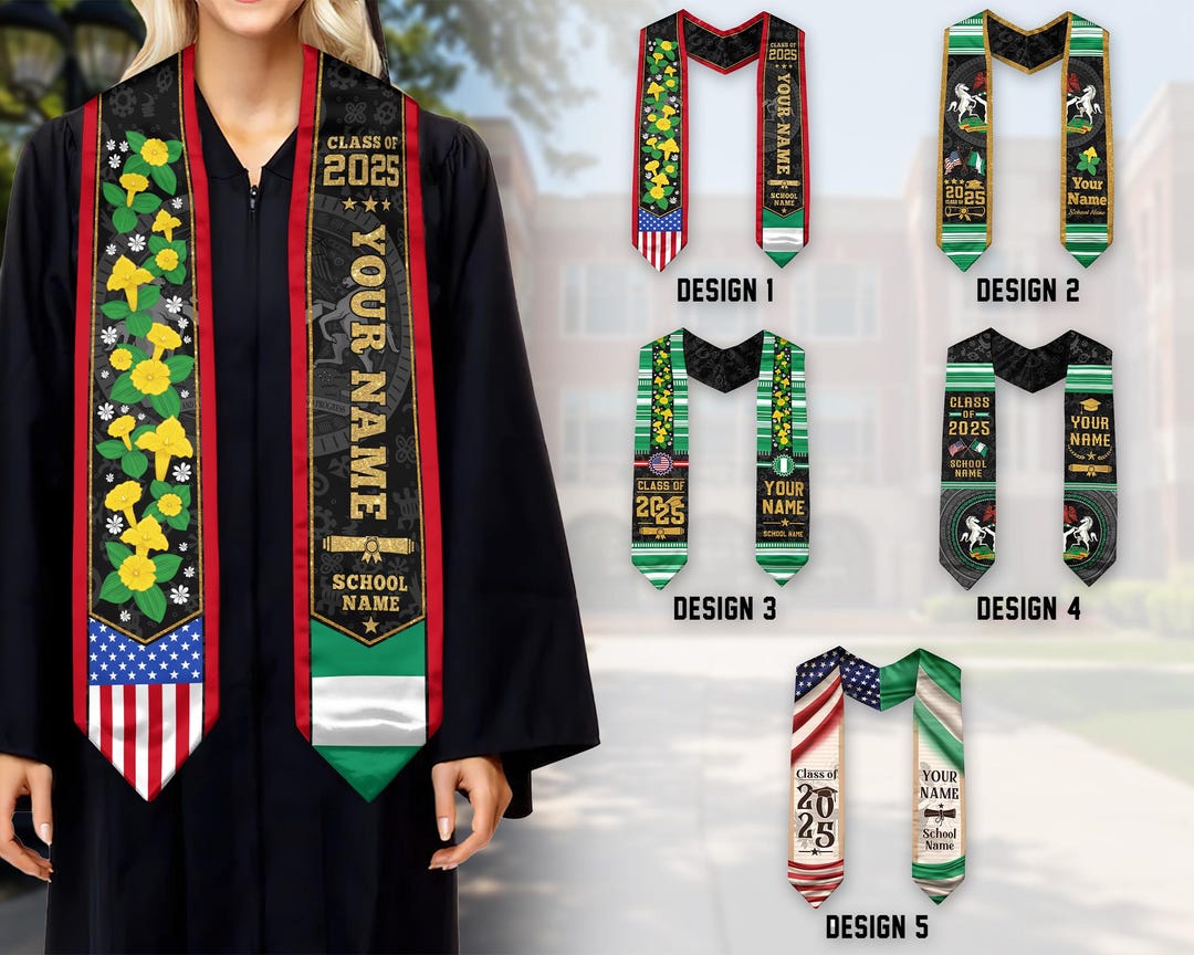 Personalized Nigerian American Flag Graduation Sash 2025, Nigeria ...
