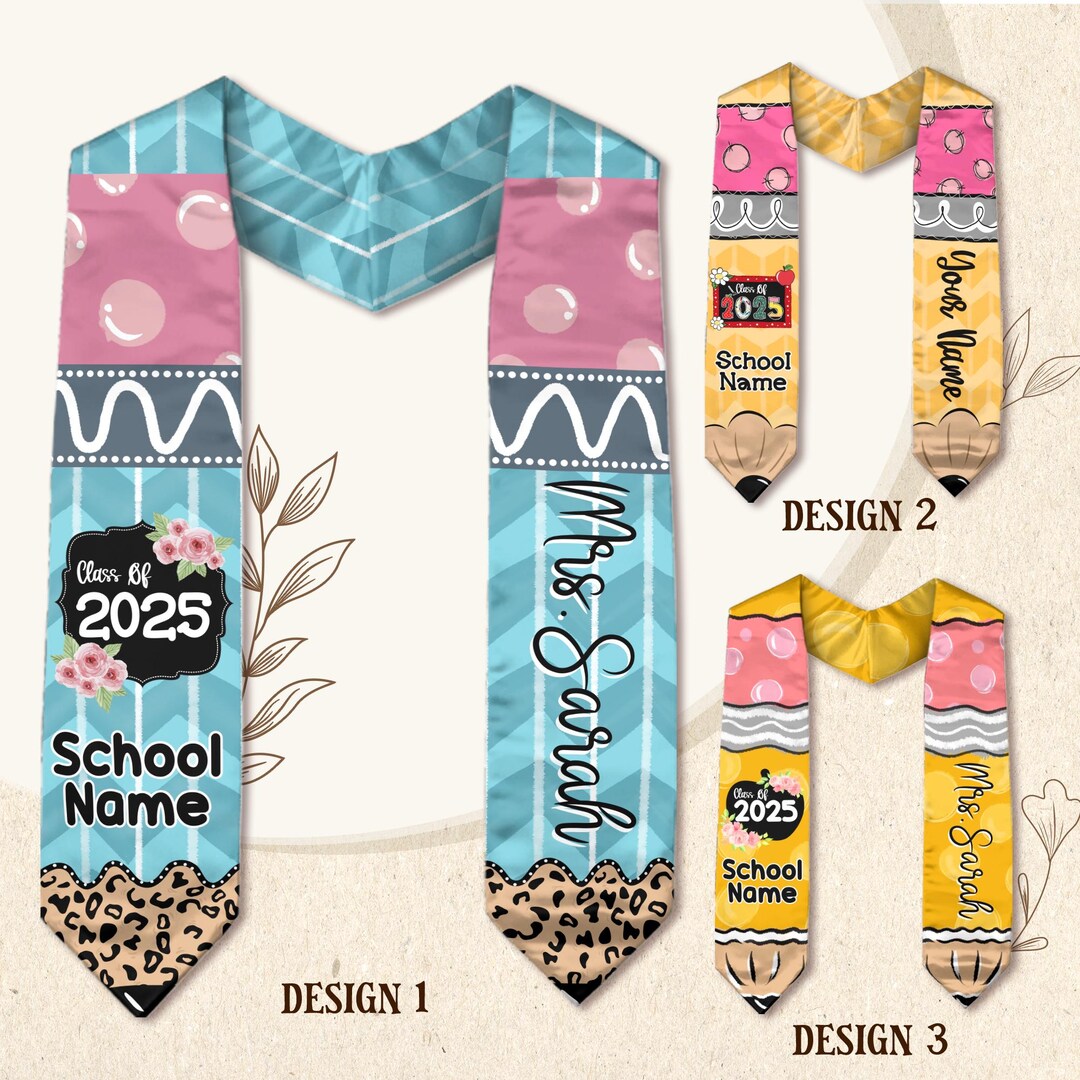 Custom Graduation Stole Class of 2025, Teacher Graduation Stole 2025 ...