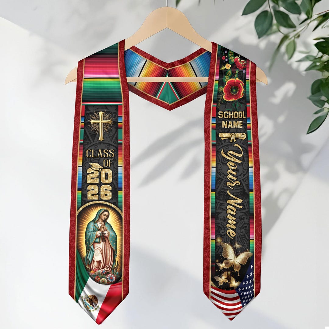 Custom Mexican Graduation Stole, Mexican Flag Graduation Sash 2026 ...