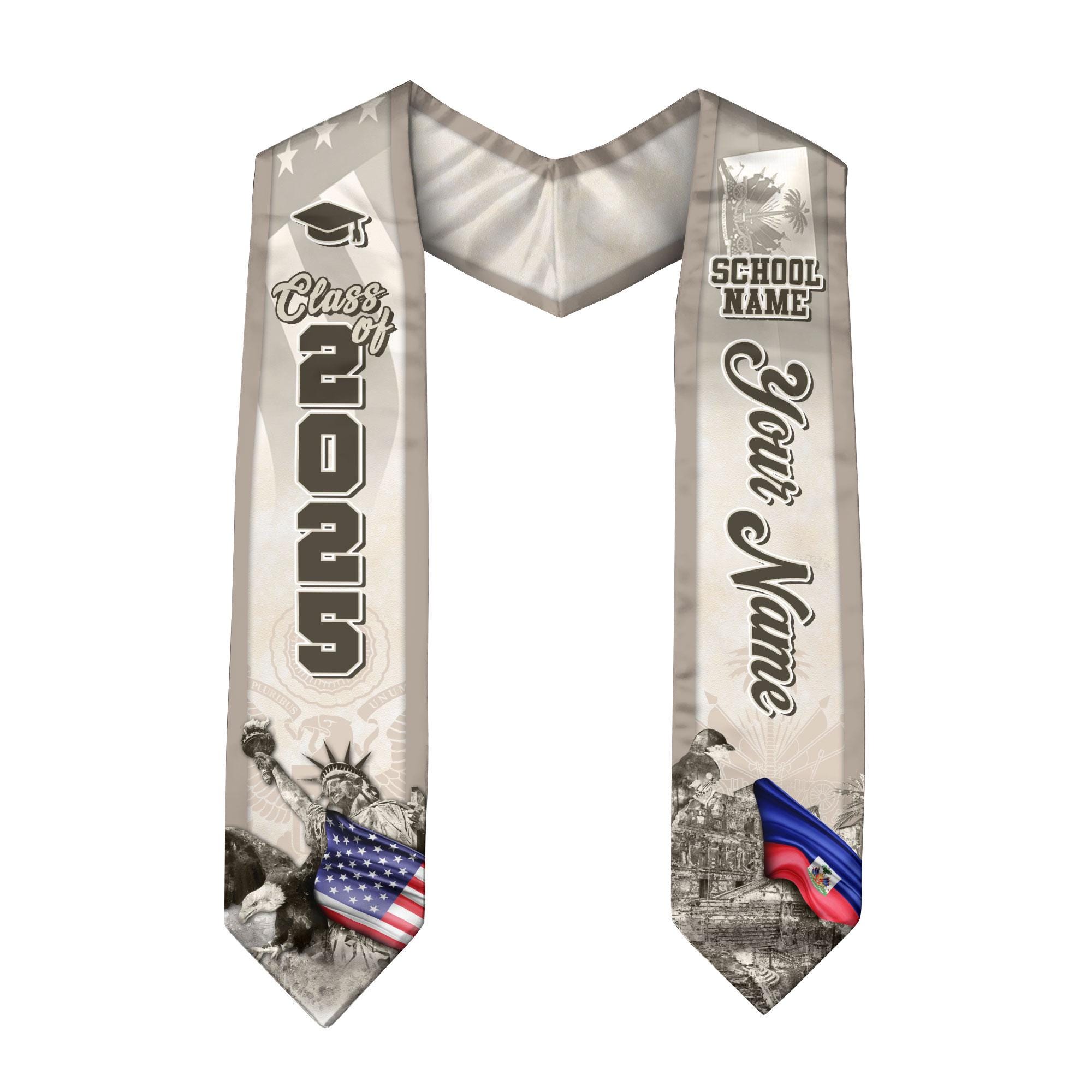 Personalized Haitians American Flag Graduation Sash 2025, Haiti ...