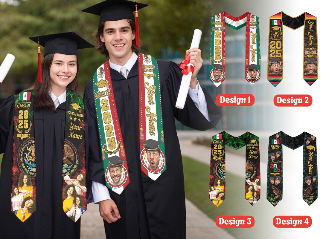 Custom Photo Mexican Graduation Sash, Mexican Flag Graduation Sash 2025 ...