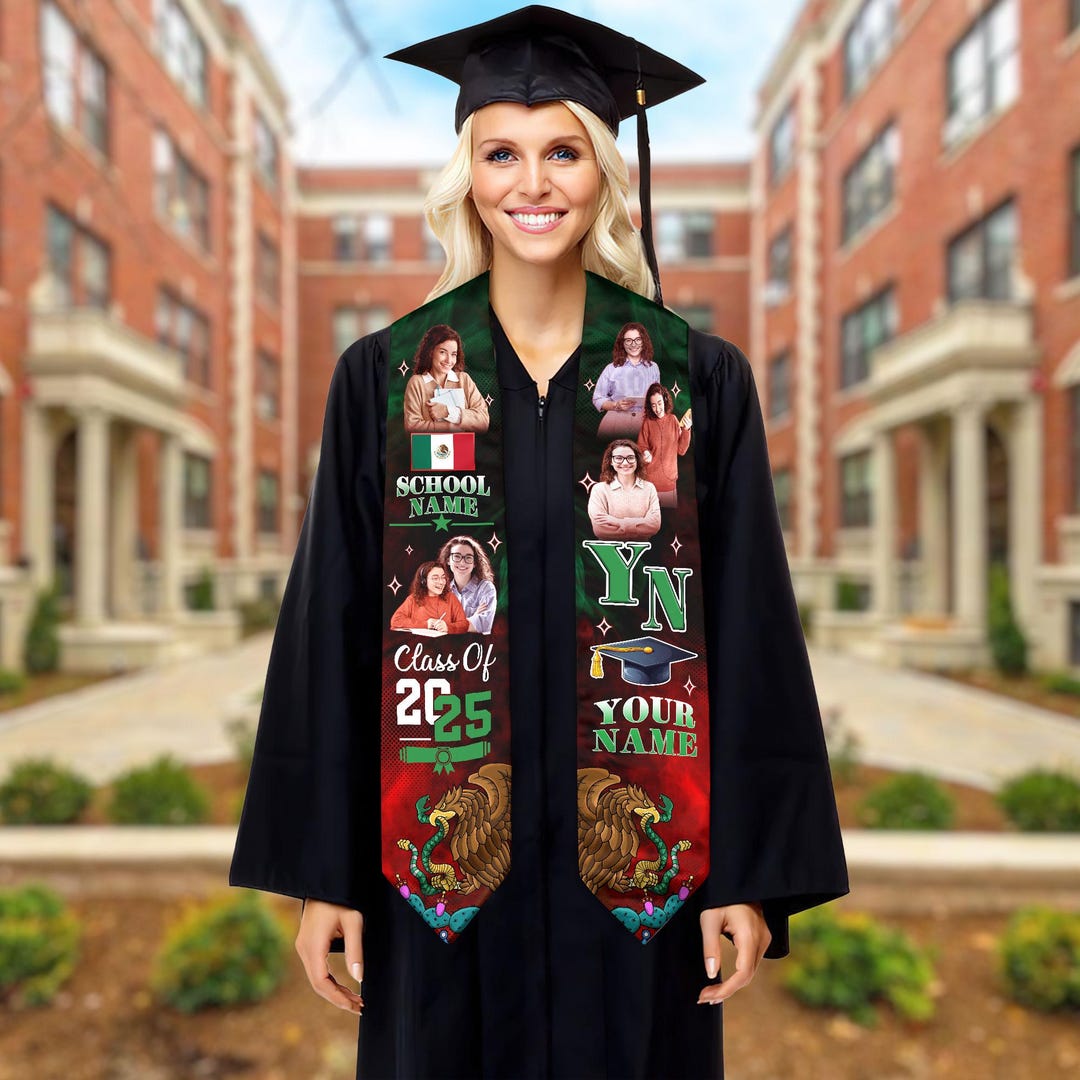 Custom Photo Mexican Graduation Sash, Mexican Flag Graduation Sash 2025 ...