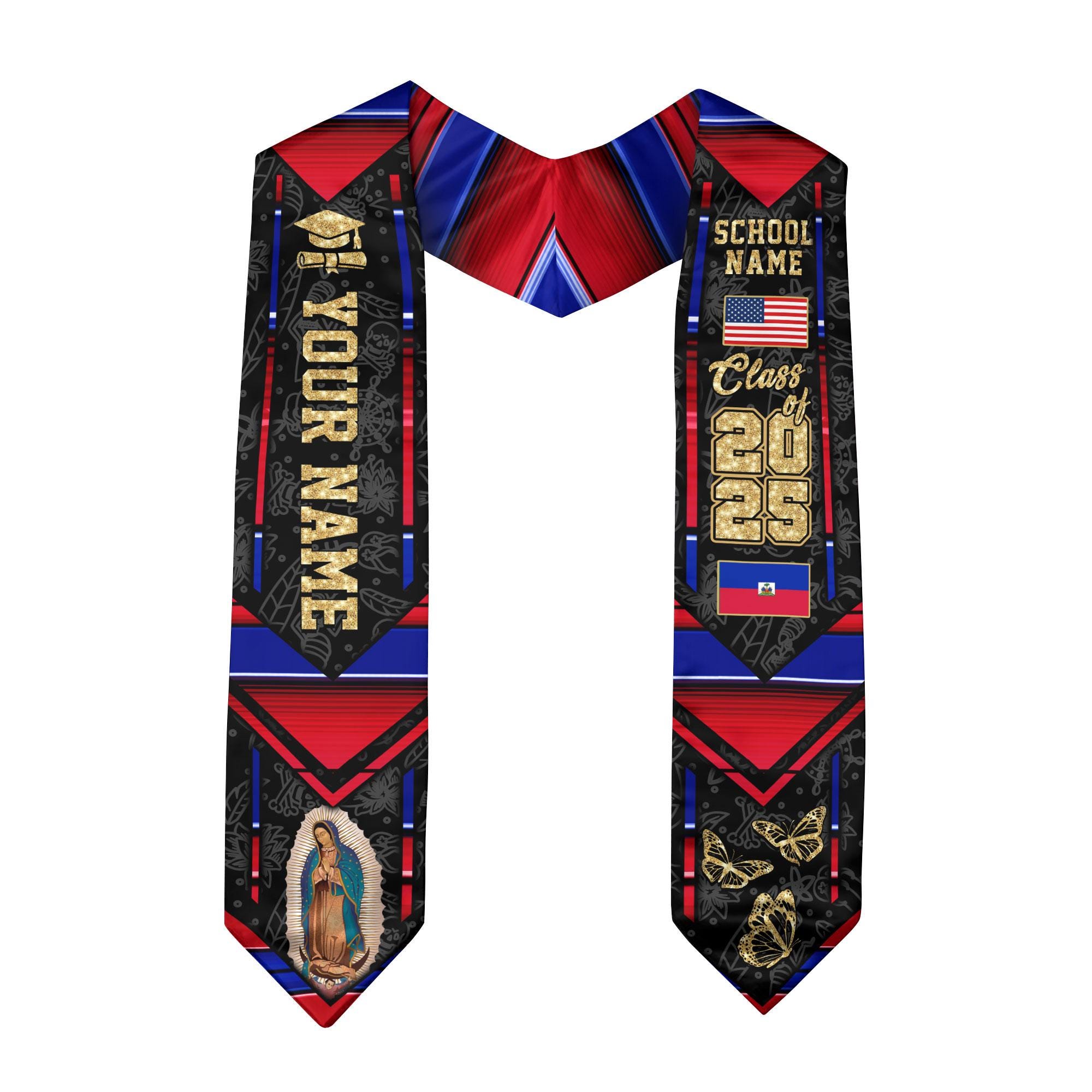 Personalized Haitians American Flag Graduation Sash 2025, Haiti ...