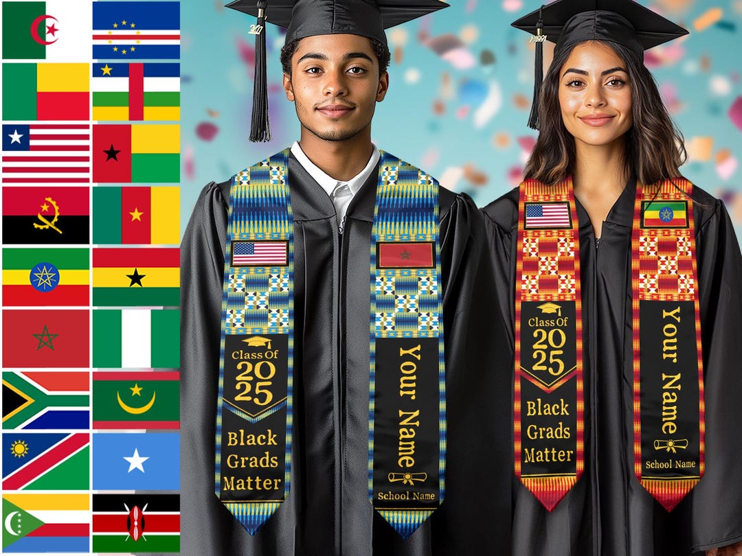 Custom African American Flag Graduation Sash 2025, Personalize Your ...