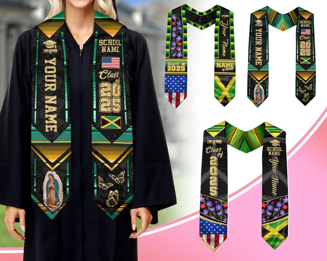 Custom Jamaica Graduation Sash, Jamaica American Flag Graduation Sash ...