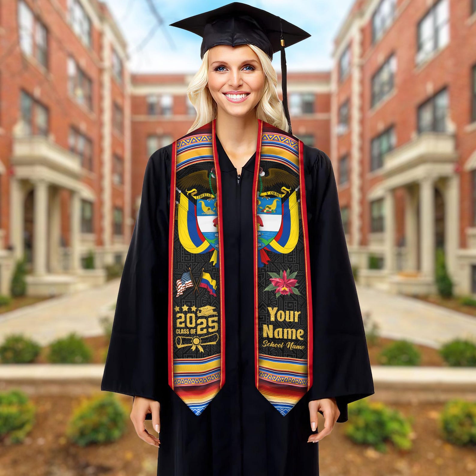 Custom Colombian American Flag Graduation Sash 2025, Colombian ...