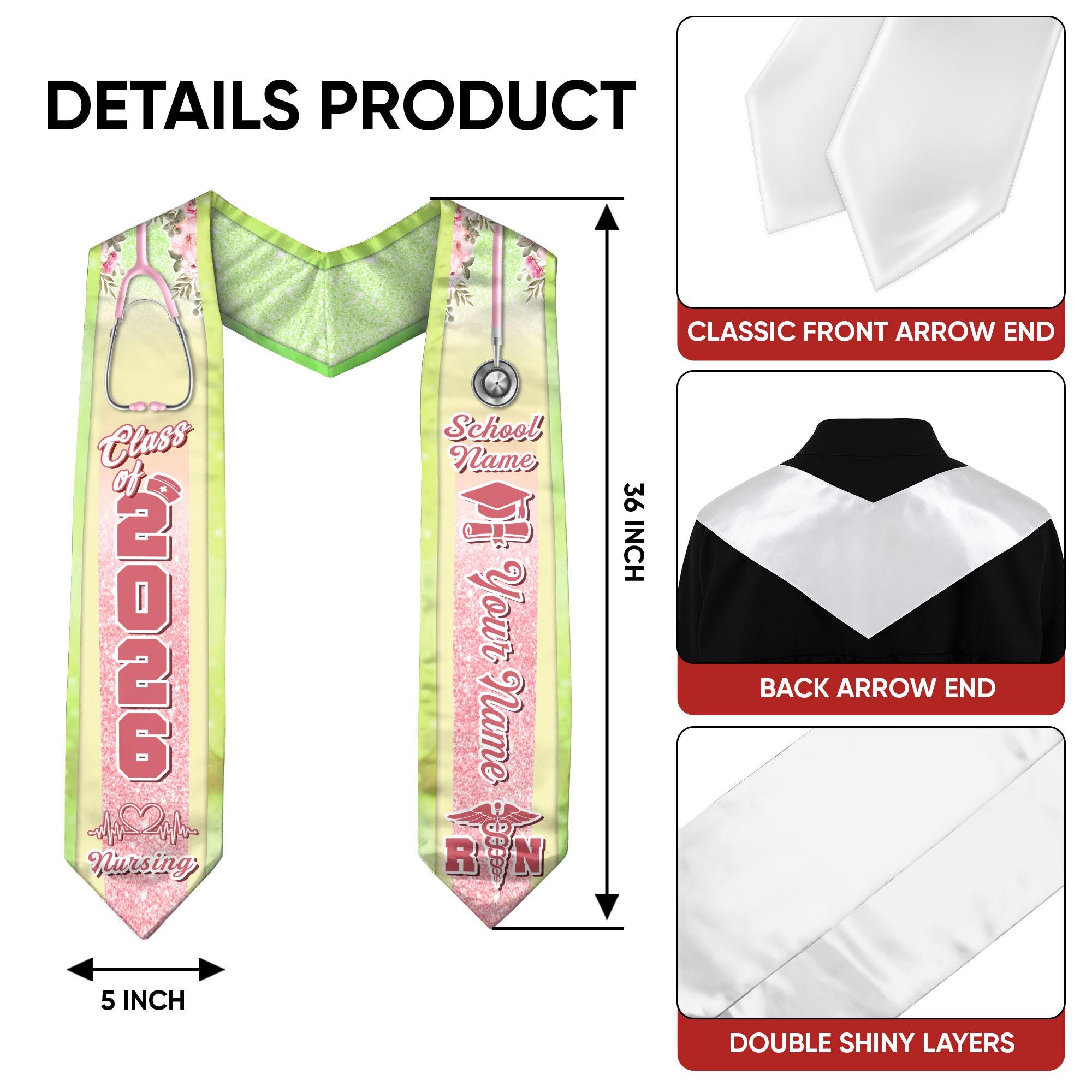 Customized Nursing Stole, Nursing Graduation Stole, RN Stole Nursing ...