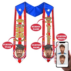Custom Photo Puerto Ricans Graduation Sash, Puerto Ricans Flag ...