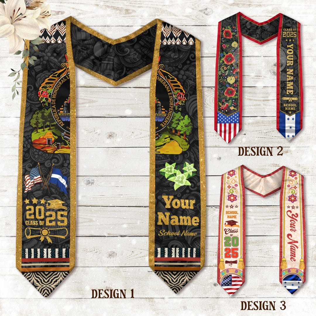 Custom Honduras Graduation Sash, Honduras American Flag Graduation Sash ...