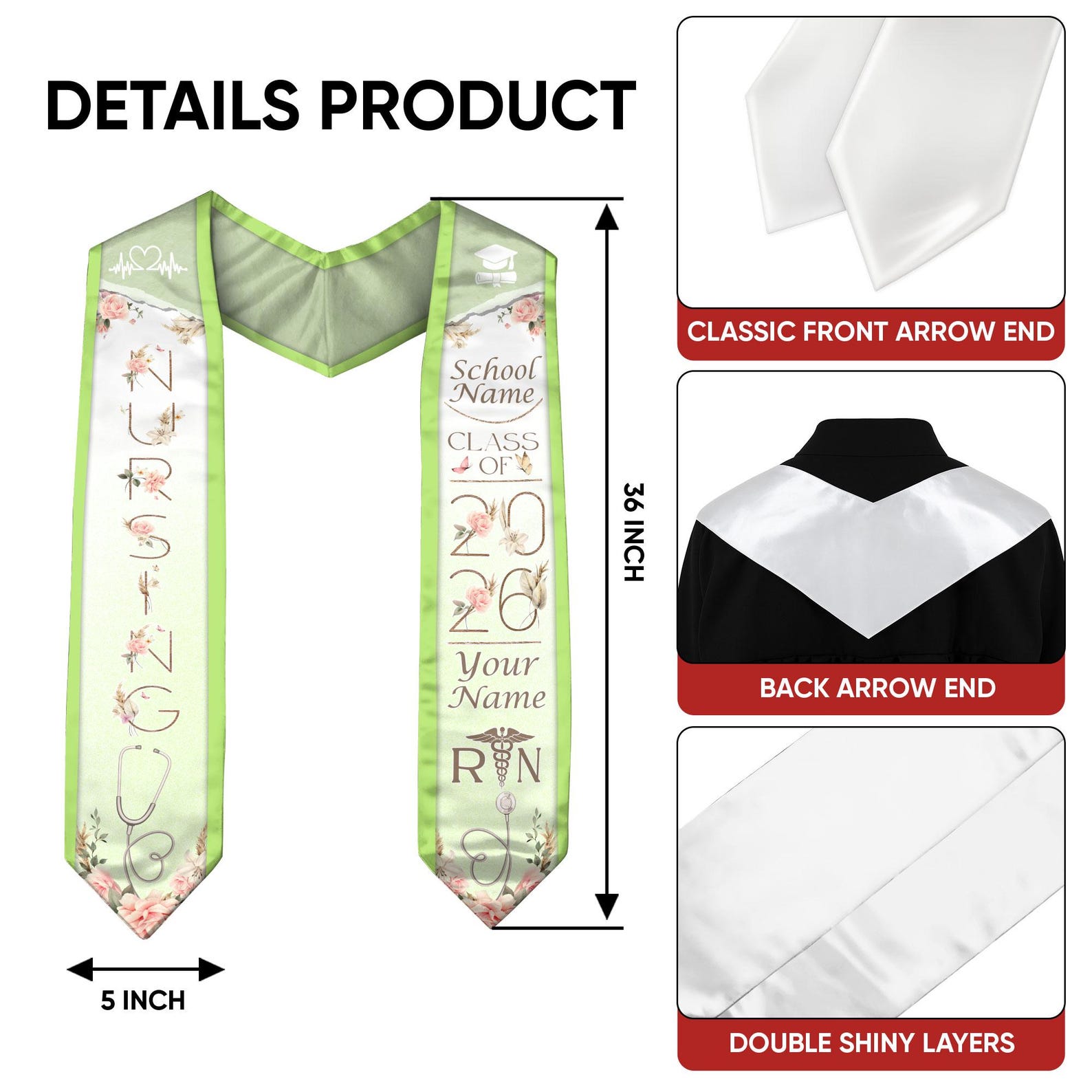Customized Nursing Stole, RN Stole Nursing Stole Graduation 2026 ...