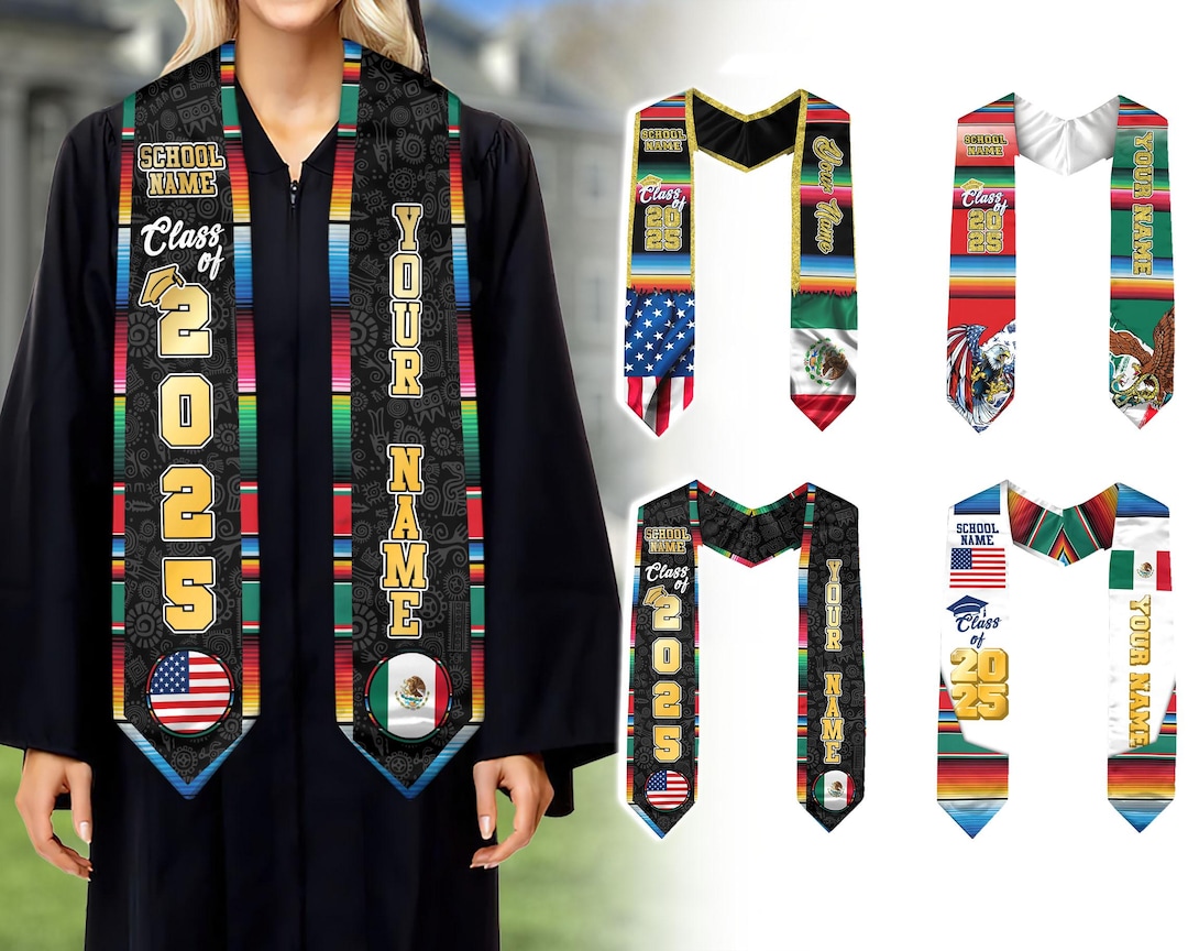 Mexican Graduation Sash, Mexican American Flag Graduation Sash 2025 ...