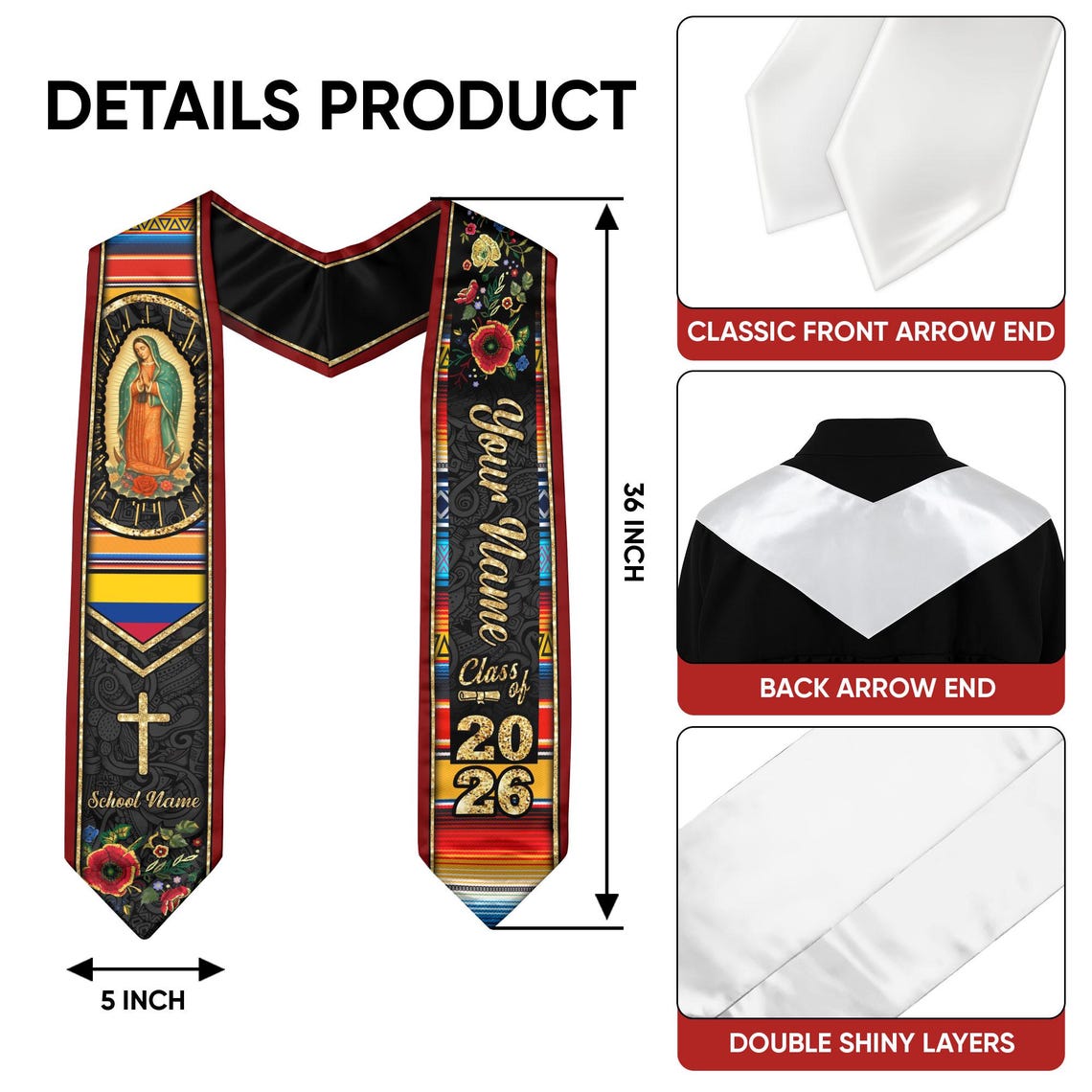 Custom Colombian American Flag Graduation Sash 2026, Colombian ...