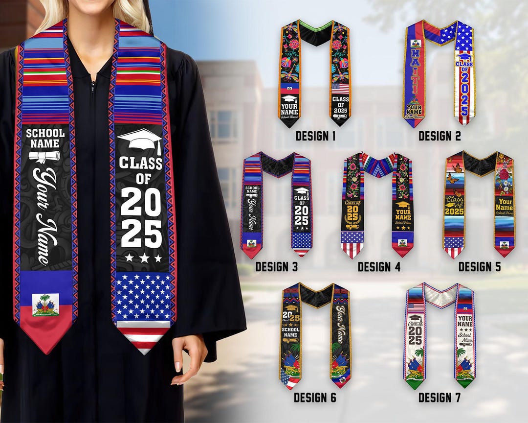 Personalized Haitians American Flag Graduation Sash 2025, Haiti ...