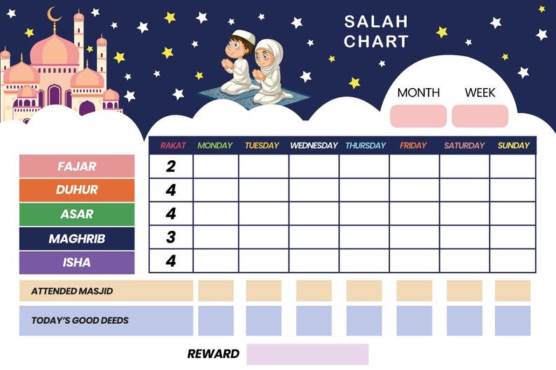 Salah Chart for Kids - Etsy