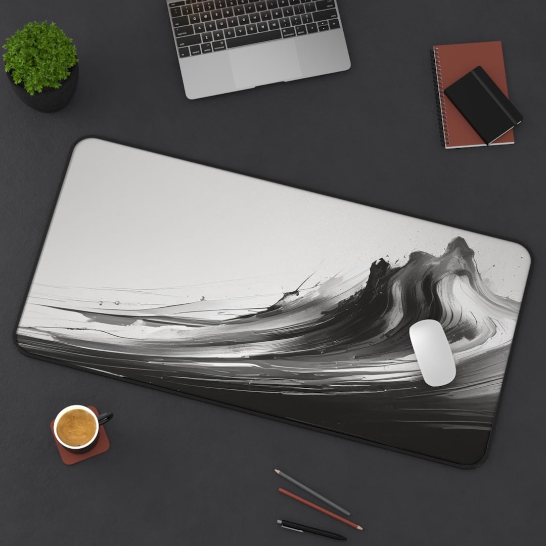 Japanese Gaming Mousepad / Desk Mat - Black/white - Etsy