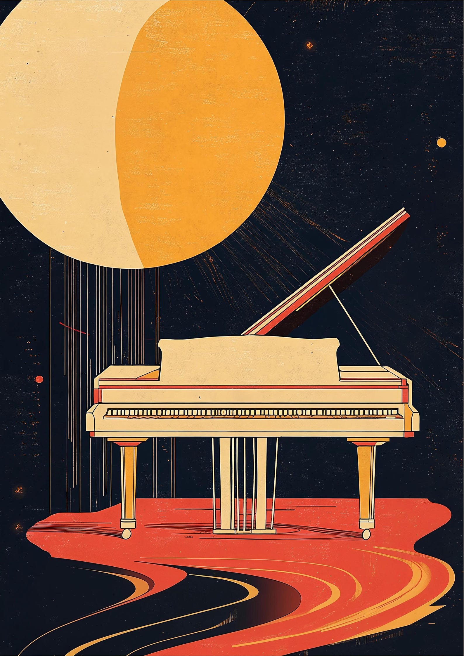 7 Modern Abstract Piano Art Print Minimalist Retro Geometric Music ...