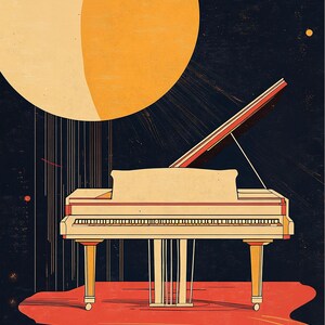 7 Modern Abstract Piano Art Print Minimalist Retro Geometric Music ...