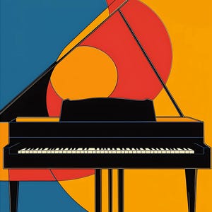 7 Modern Abstract Piano Art Print Minimalist Retro Geometric Music ...