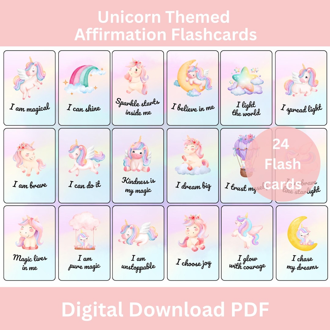 Printable Unicorn Affirmation Cards, Positive Affirmations Printable ...