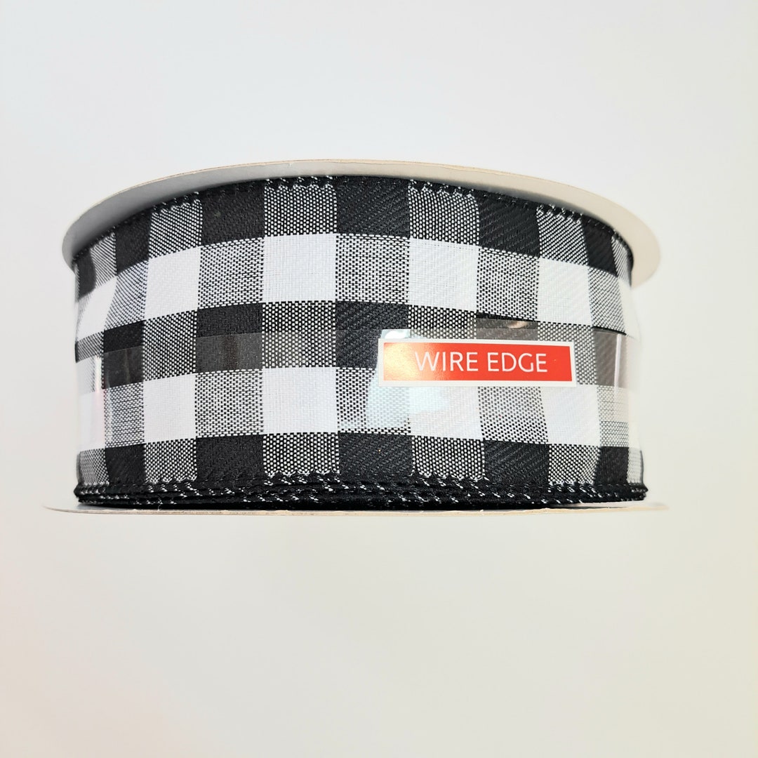 White and Black Buffalo Check Ribbon, Joann's Place & Time Wire Edge ...
