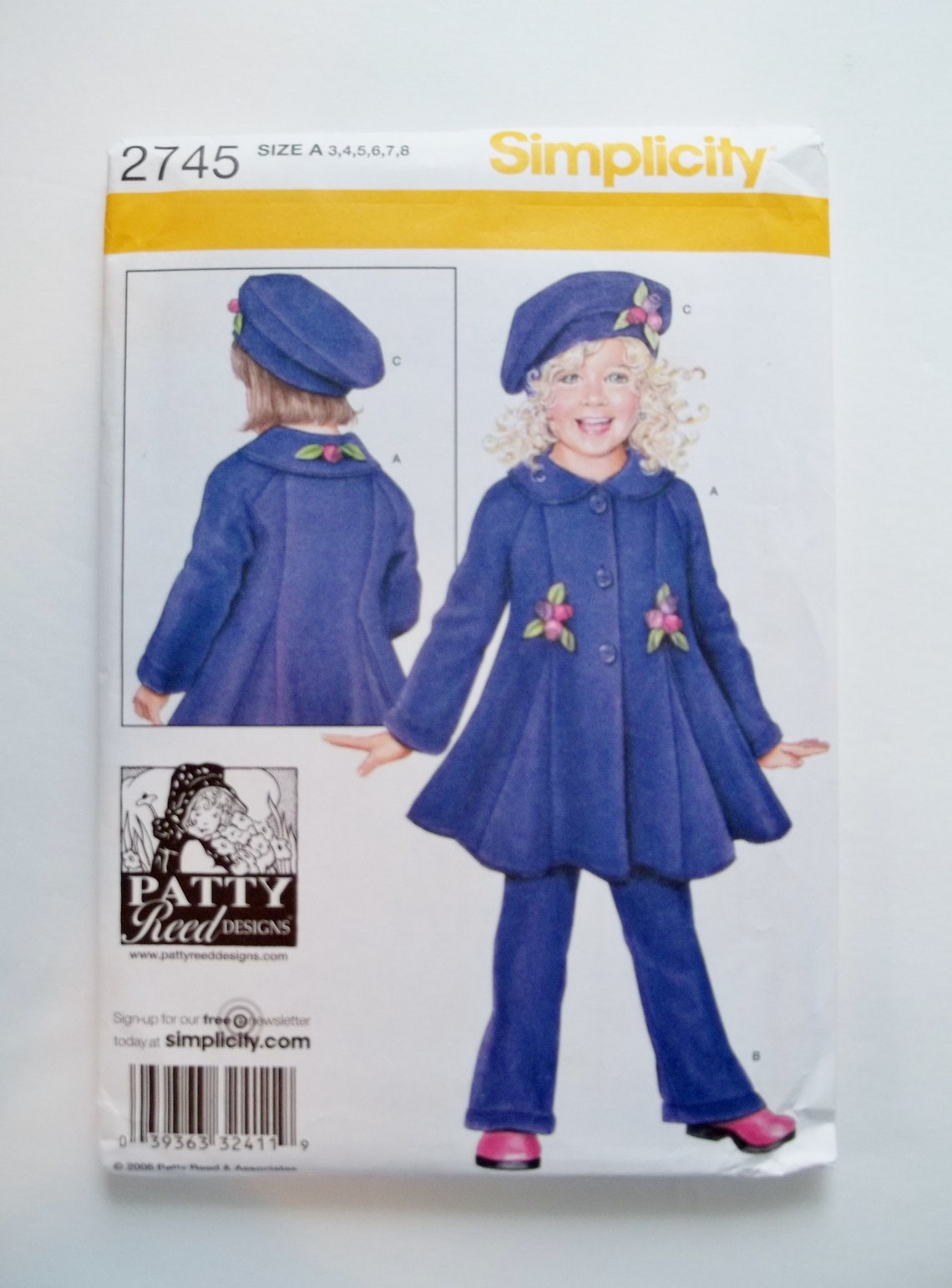 Girl's Fleece Coat Pants & Hat in 3 Sizes Simplicity 2745 | Etsy