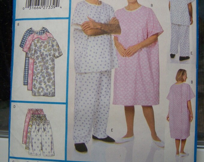 Butterick 5504 Unisex Sewing Pattern - Sleep Gown, Top, Shorts, Pants ...