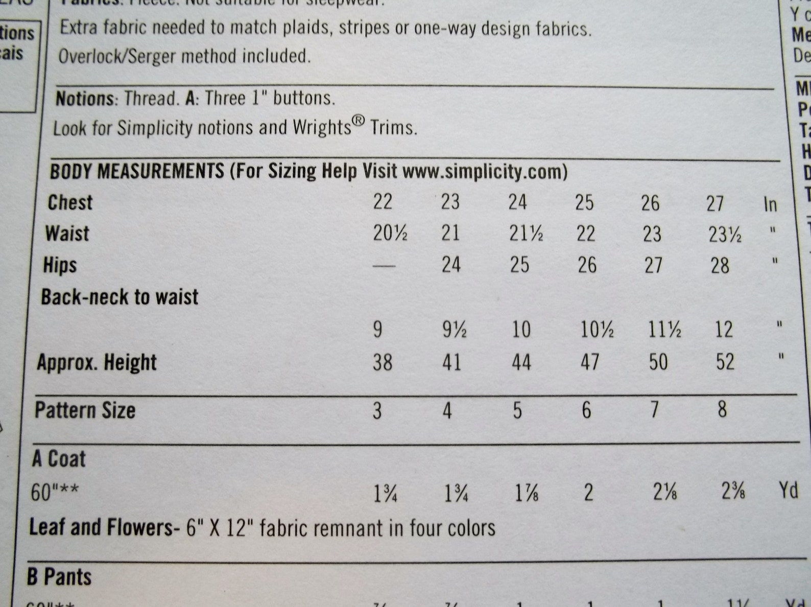 Girl's Fleece Coat Pants & Hat in 3 Sizes Simplicity 2745 | Etsy