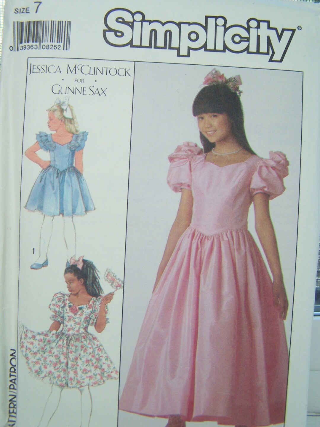 Princess Dress Costume 80's Simplicity 8985 Girl's Party Dress Pattern ...