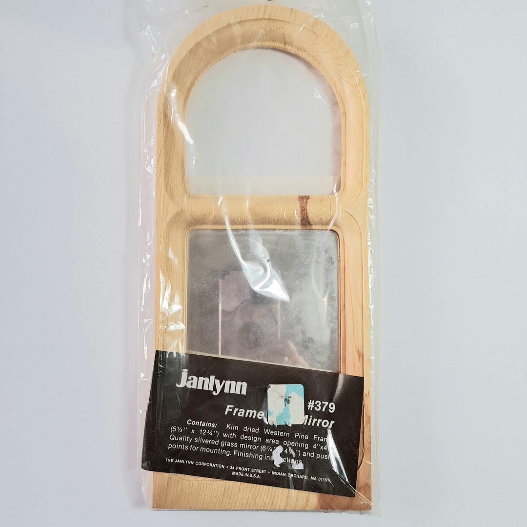 Janlynn Frame With Mirror, Vintage Cross Stitch Supplies, Western Pine ...