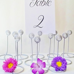 Silver Wedding Table Number Holder Set of 12 Elegant Spiral Design Sign ...