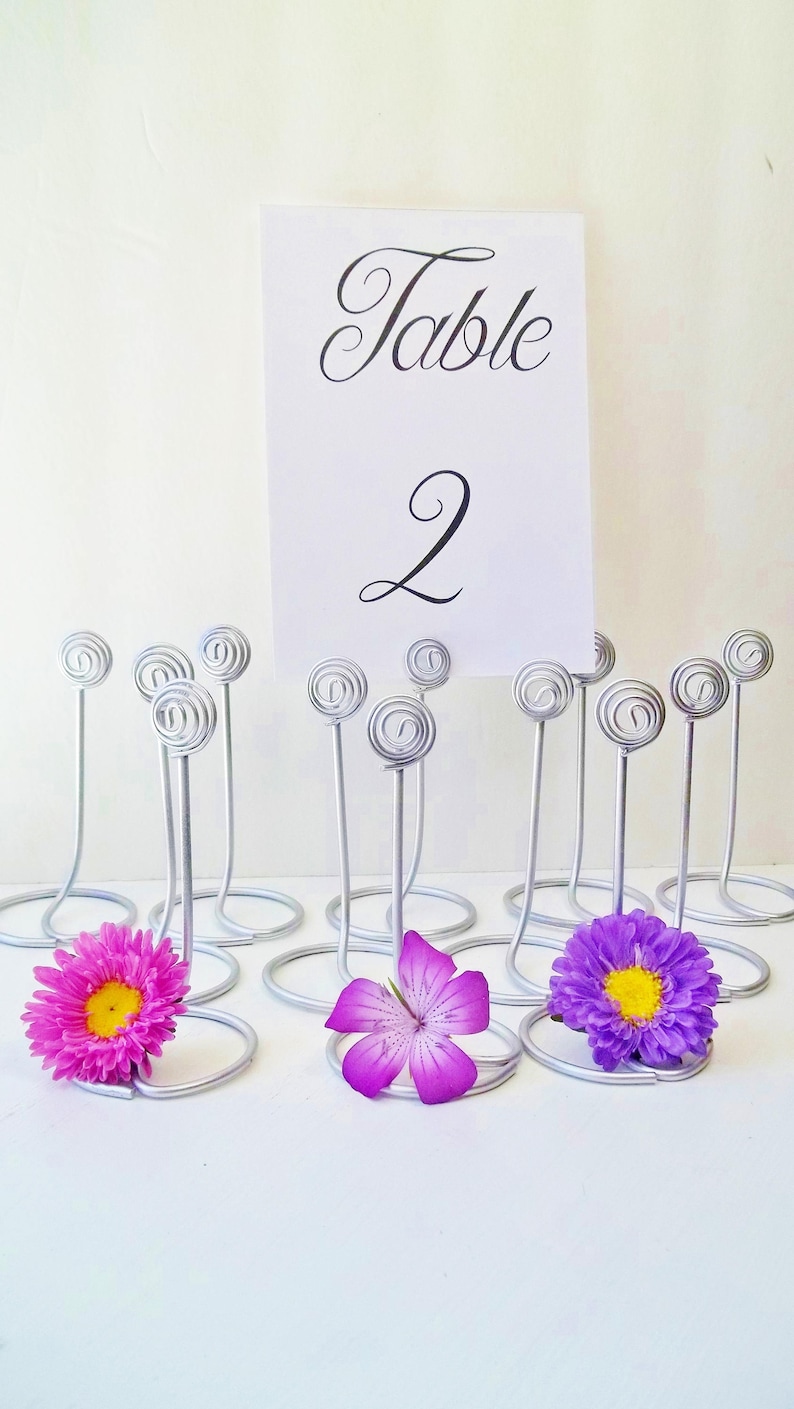 Silver Wedding Table Number Holder Set of 12 Elegant Spiral | Etsy