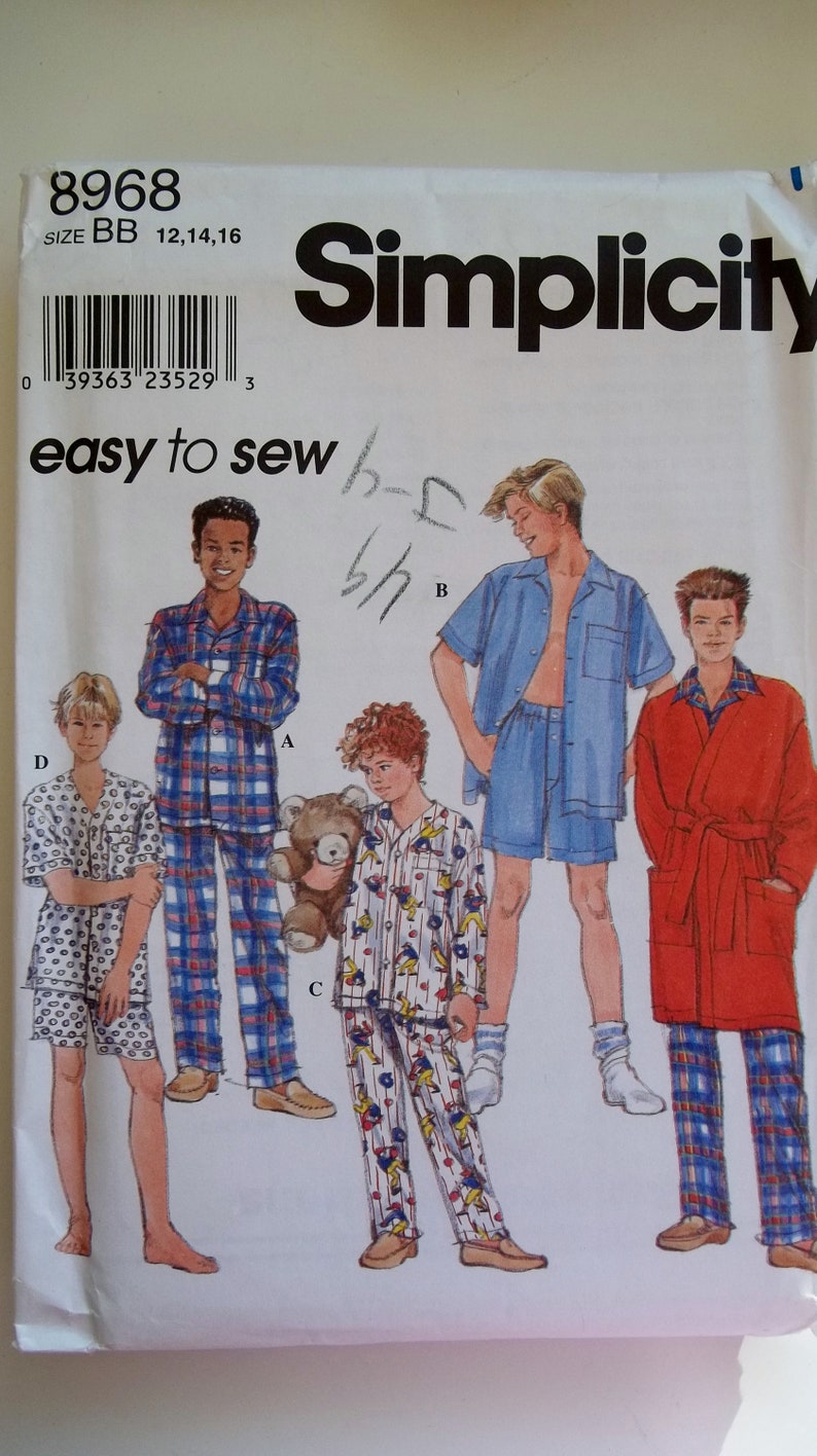 Boy's Robe & Pajamas Simplicity 8968 Sewing Pattern Long - Etsy