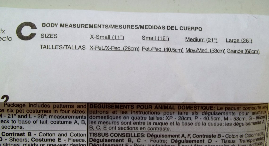 Seasonal Dog Costumes Mccall's M4612 Craft Sewing Pattern - Etsy