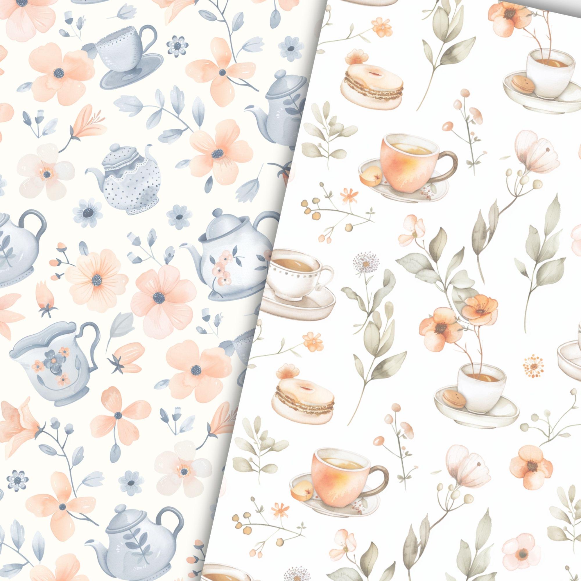 Cottagecore Tea Party Seamless Patterns | Watercolor Paper Pack ...