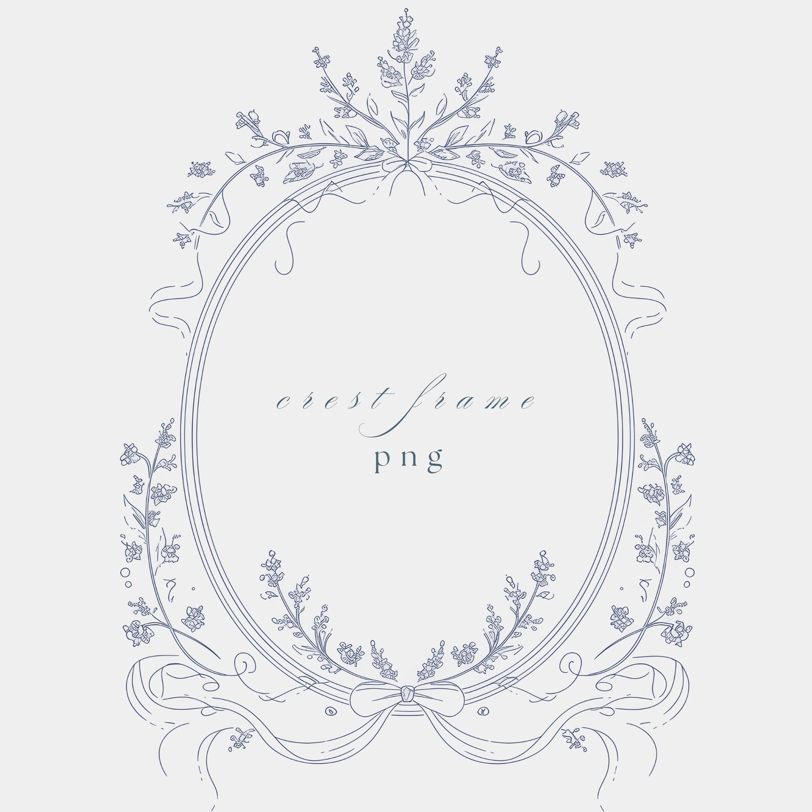 Floral Wedding Crest Frame PNG | Fine Line Invitation Design (digital ...