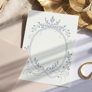 Floral Wedding Crest Frame PNG | Fine Line Invitation Design (digital ...