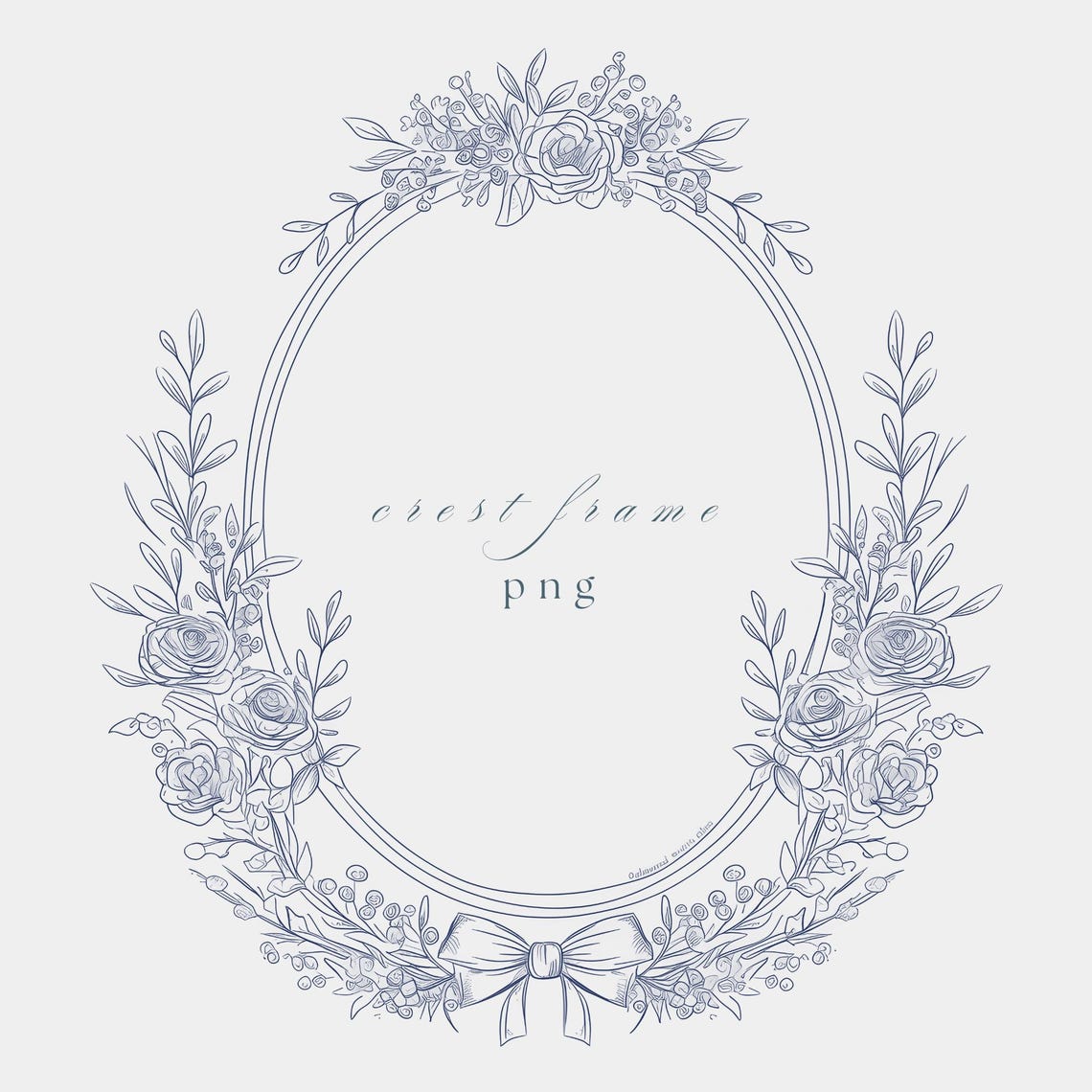 Floral Wedding Crest Frame PNG | Fine Line Invitation Design (digital ...