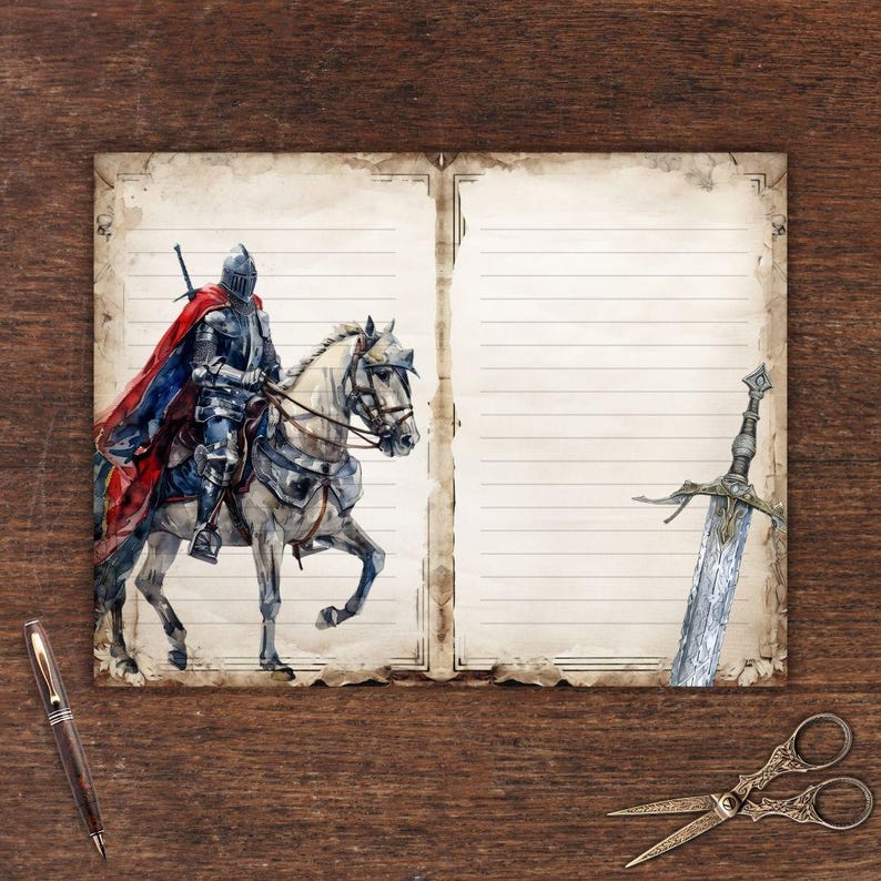Medieval Junk Journal Pages | 8 Lined Vintage Paper | Tudor Double ...