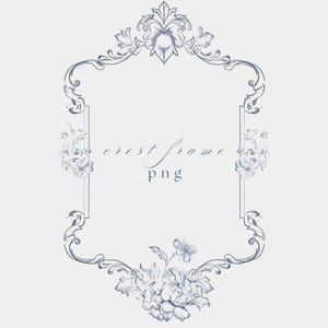 Floral Wedding Crest Frame PNG | Elegant Fine Line Design (digital ...