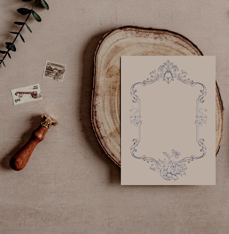 Floral Wedding Crest Frame PNG | Elegant Fine Line Design (digital ...