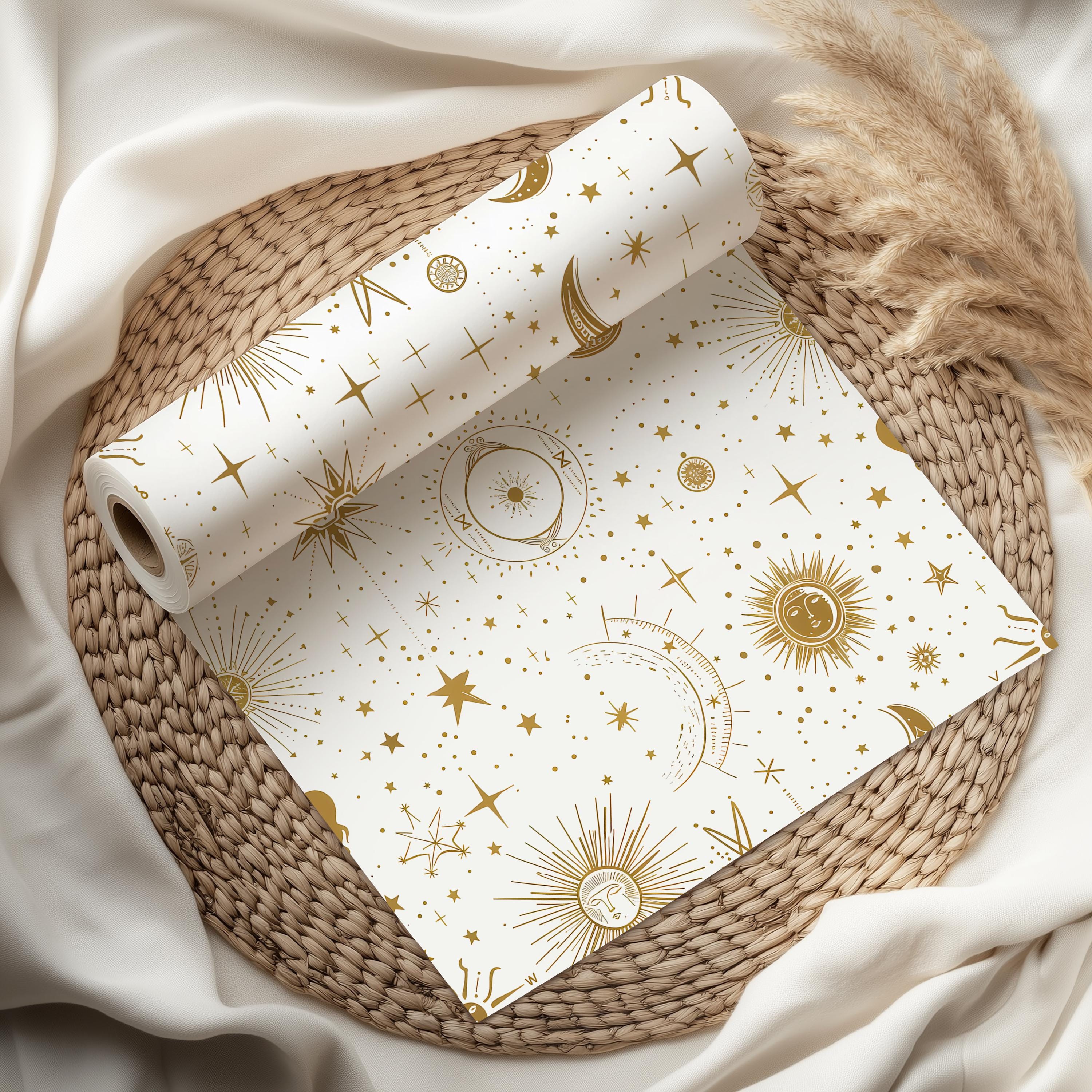 Celestial Seamless Patterns | White & Gold Digital Paper Pack (digital ...