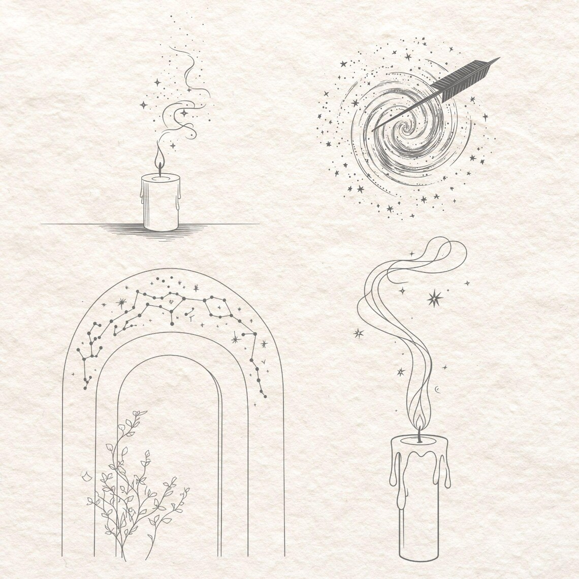 Manifestation Symbols Clipart | Fine Line Spiritual Clip Art | Law of ...
