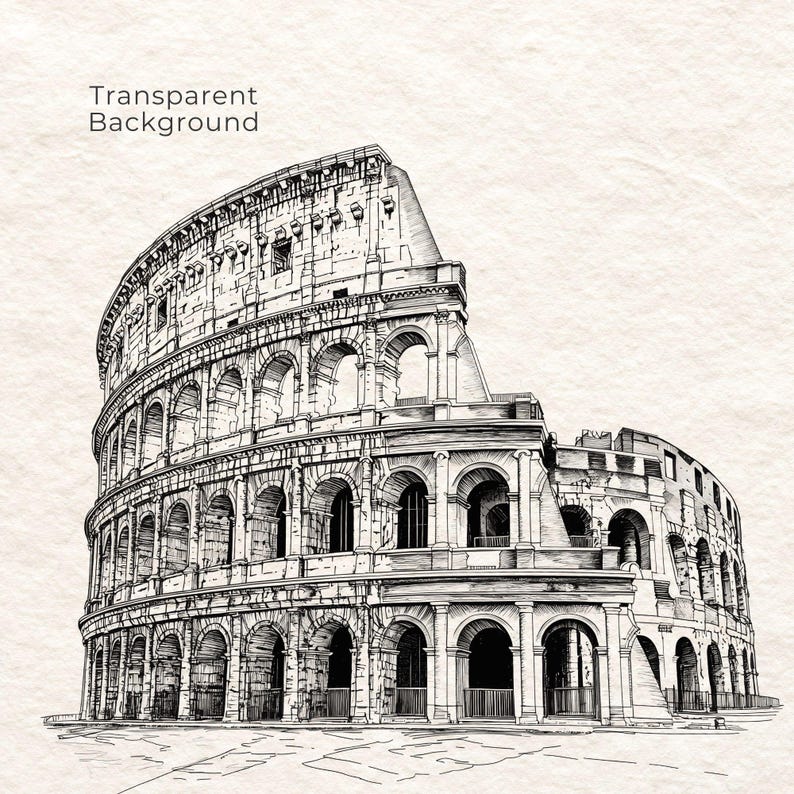 Roman Colosseum Clipart PNG | Ancient Landmark for Invitations, Logos ...