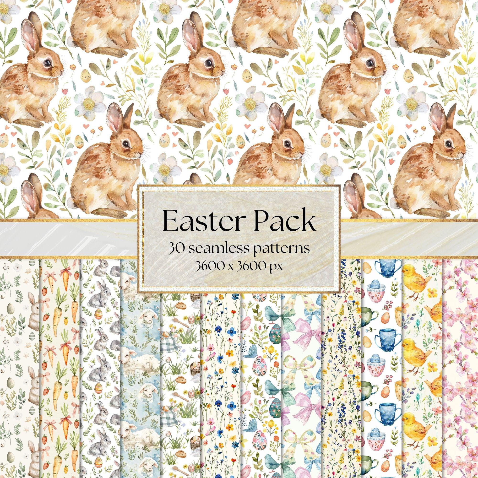 Watercolor Easter Seamless Patterns | Pastel Spring Digital Paper (jpgs ...